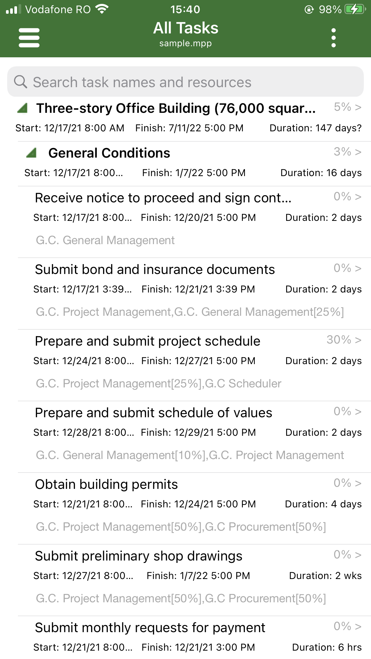 All Tasks view – Project Plan 365