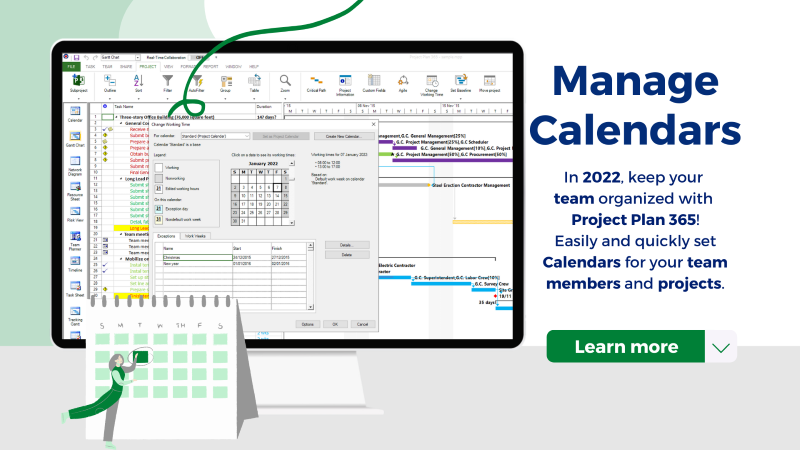 Manage Calendars - Project Plan 365