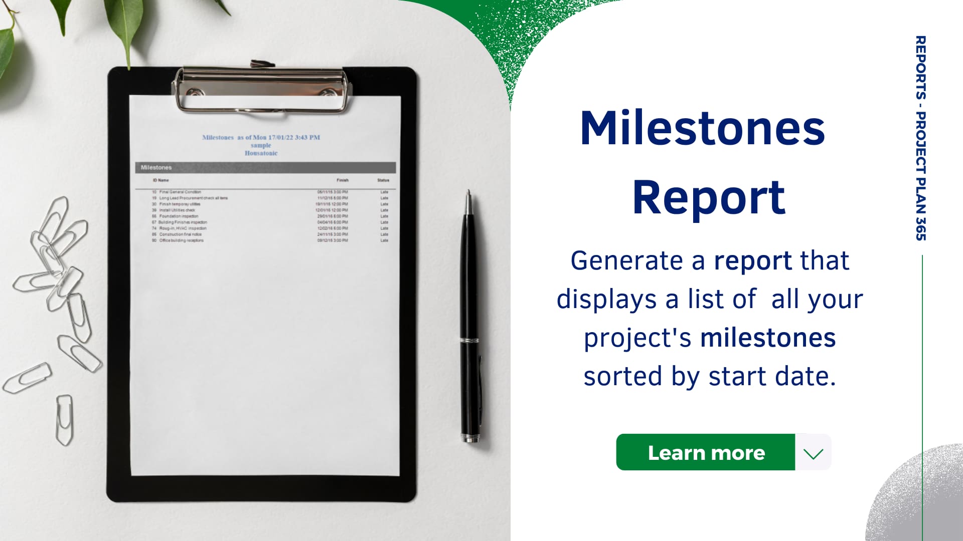 Milestones Report - Project Plan 365