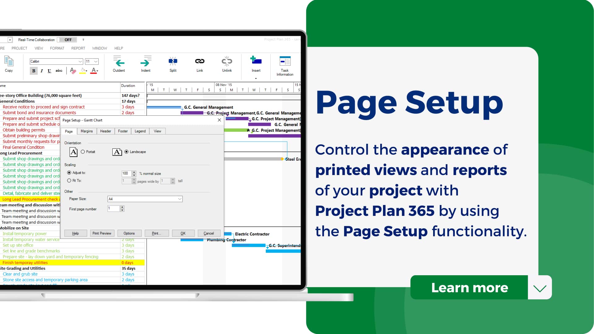 Page Setup – Project Plan 365 Page Setup – Project Plan 365