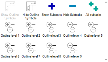 View Outline Levels - Project Plan 365