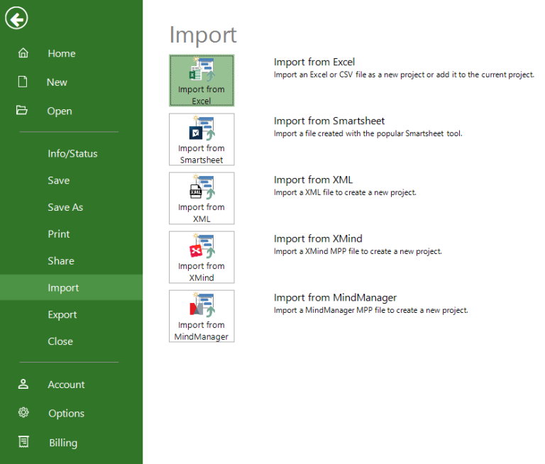 Import from Excel - Project Plan 365