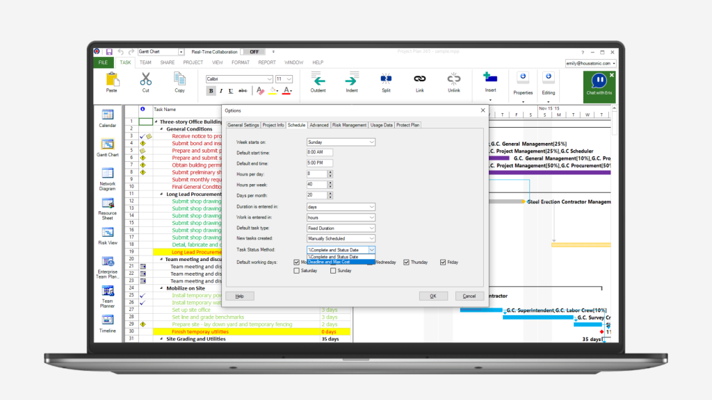 Project Task Status Method - Project Plan 365