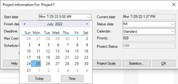 Set Project Start Date - Project Plan 365