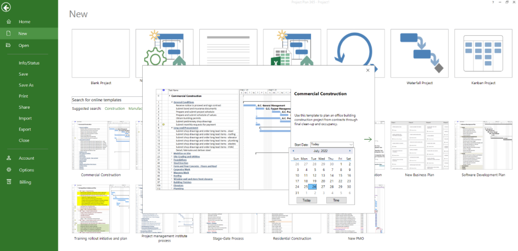 New from Template - Project Plan 365
