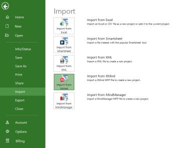 Import from XMind - Project Plan 365