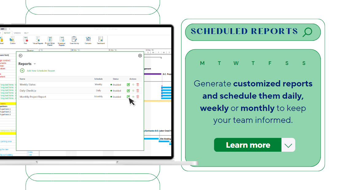 Scheduled Reports - Project Plan 365