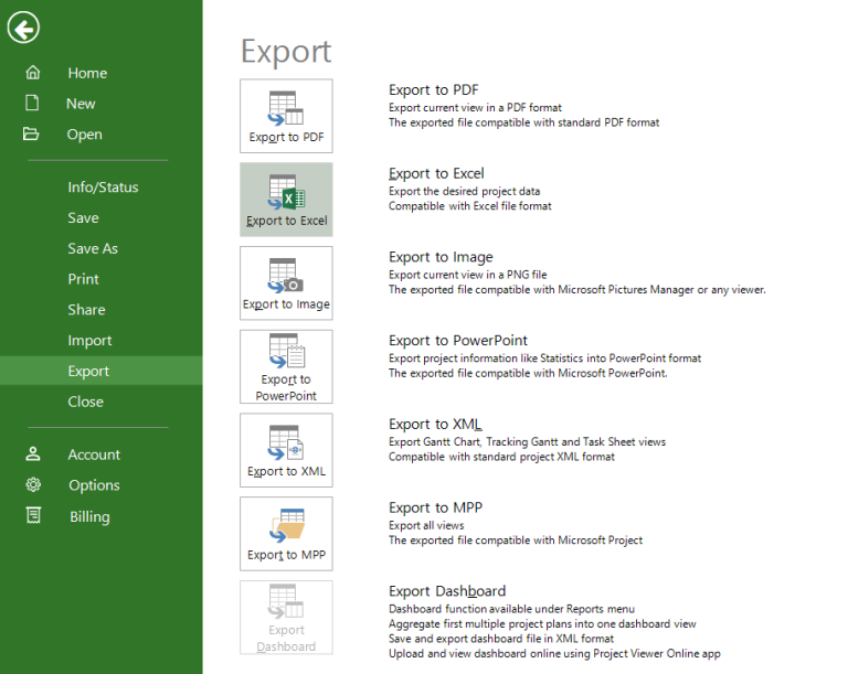 Lesson 7: Export Options – Project Plan 365