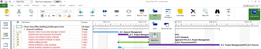 Null Tasks or Blank Rows - Project Plan 365