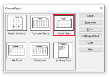Critical Tasks Report - Project Plan 365