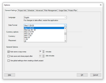 Set Start Finish date hours - Project Plan 365