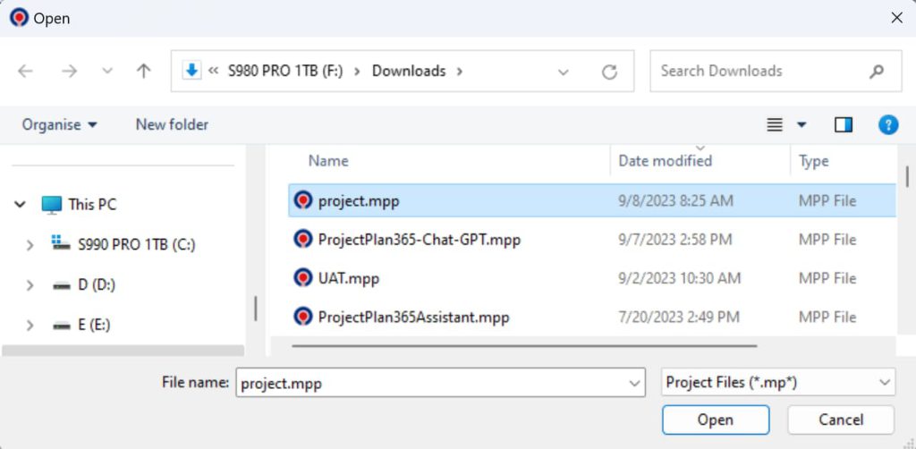 Download project from ChatGPT Plugin - Project Plan 365