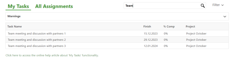 My Tasks - Project Plan 365