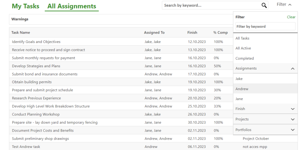 My Tasks - Project Plan 365