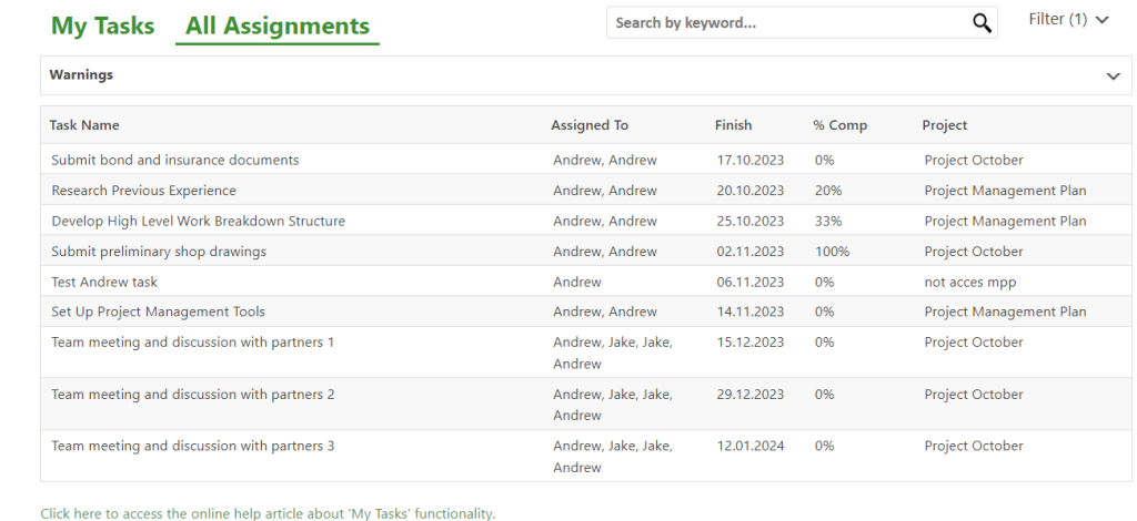 My Tasks - Project Plan 365