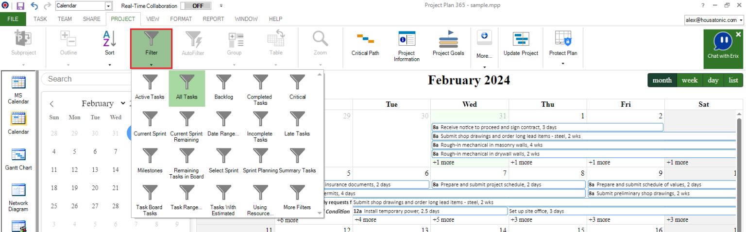 Calendar View - Project Plan 365