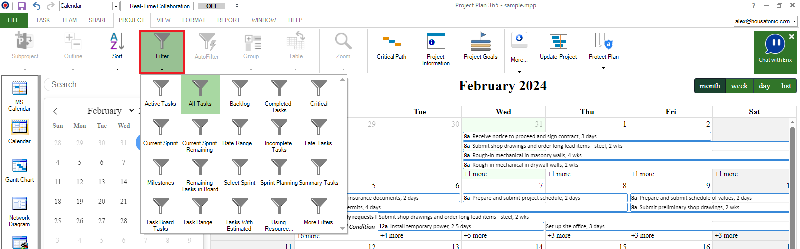 Calendar View - Project Plan 365