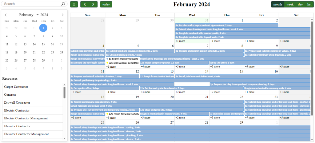 Calendar View - Project Plan 365