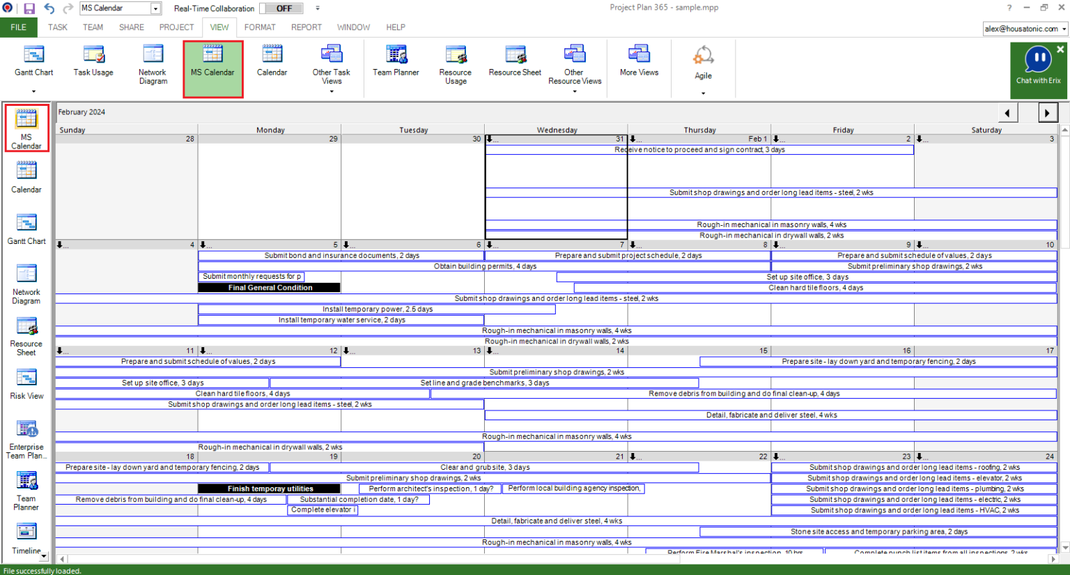 Calendar View - Project Plan 365