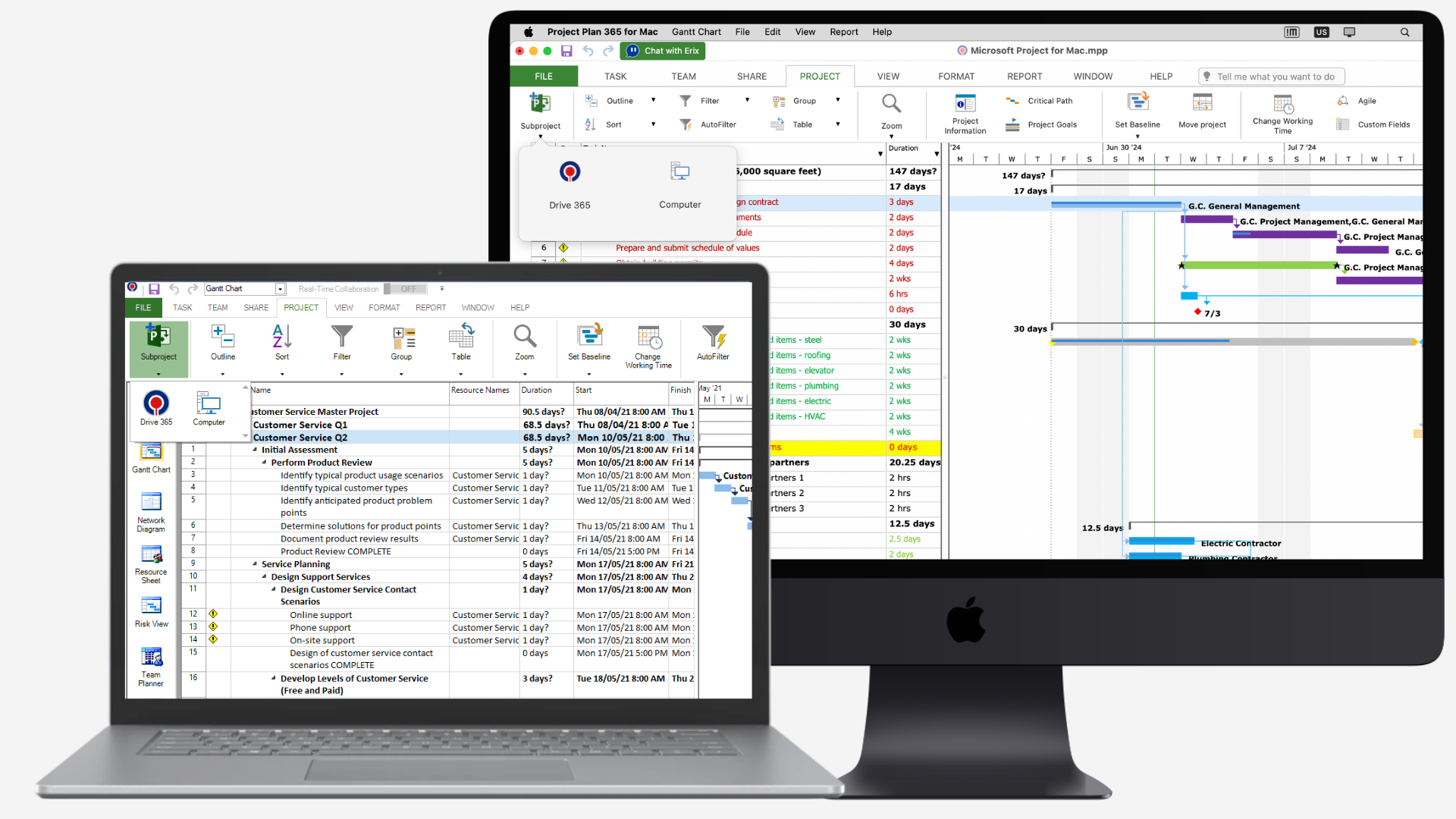 Master Project and Subprojects in Project Plan 365 - Project Plan 365