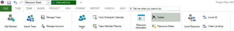 Delete Resource - Project Plan 365