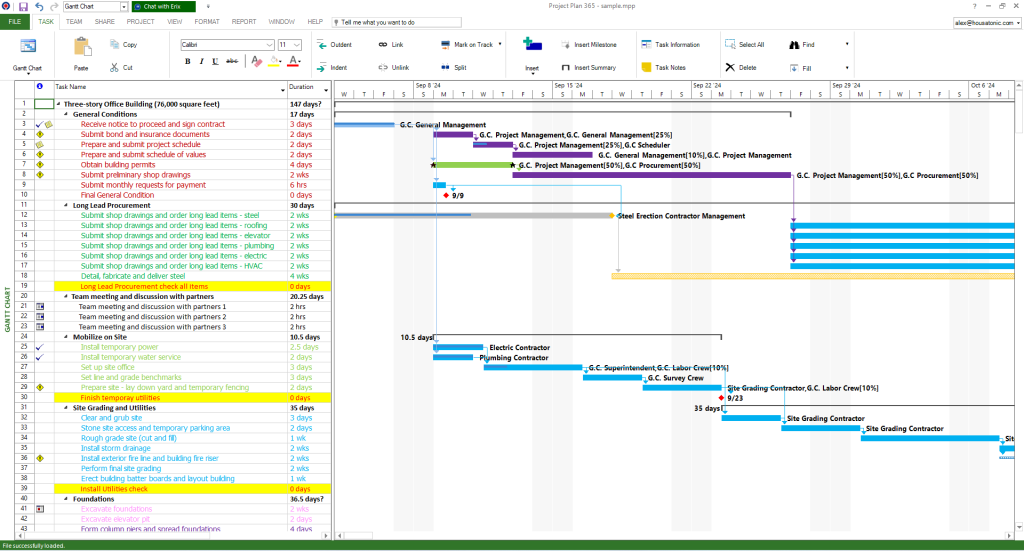 Open Sample Project - Project Plan 365