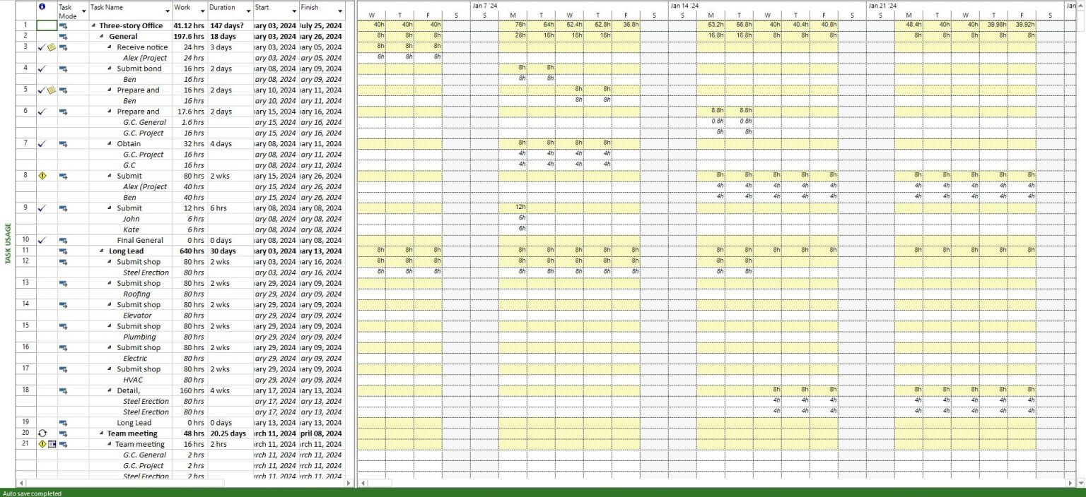 Task Usage - Project Plan 365